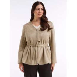 sheego Damen Langjackebeige, Gr. 44, unifarben, 90% Polyester, 10% Elasthan, Jacken