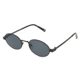 Le Specs POSEIDON DEUX | Unisex-Sonnenbrille | Fassung: Vollrand, Oval, Metall, Schwarz Matt | Glasfarbe: Blaugrau