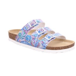 Rohde Damen Pantolette "Alba", Gr. 35hellblau multicolor, Nubuklederimitat, mehrfarbig, Basic, Schuhe, Sommerschuh, Hausschuh mit drei verstellbaren