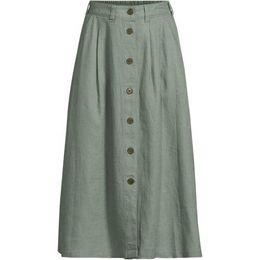 LANDS' END Leinen-Midirock, Damen,  Gr&uuml;n, Leinen, by Lands' End
