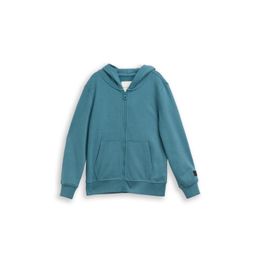 Tom Tailor Jungen Basic Hoodie Sweatjacke, gr&uuml;n, Uni, Gr. 152