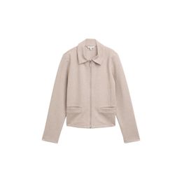 Tom Tailor Damen Regular Fit Jacke mit Rei&szlig;verschluss, braun, Meliert, Gr. L