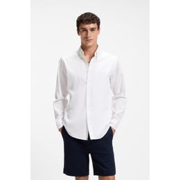 BOSS Orange Herren Langarmhemd "Ricoplus M"wei&szlig;100, Gr. XXXL, unifarben, Web, Obermaterial: 100% Baumwolle, Hemden, Button-down-Kragen, Regular Fit,