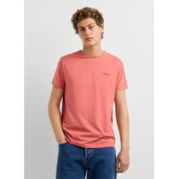 Pepe Jeans Herren T-Shirt "ORIGINAL BASIC 3N"cinnabar rot, Gr. M, unifarben, Jersey, Obermaterial: 95% Baumwolle, 5% Elasthan, Shirts, Rundhals mit