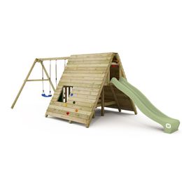 Holz Spielturm Timber Climb mit Tipi-Design - Gro&szlig;er Kletterturm mit 120 cm Podesth&ouml;he, Rutsche & Kletterwand f&uuml;r Kinder im Garten - Wickey
