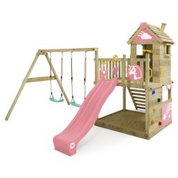 Kletterturm Smart Sparkle mit Rutsche und Sandkasten - 120 cm Podesth&ouml;he - Spielhaus f&uuml;r den Garten aus stabilem Massivholz - Abenteuer pur - Wickey