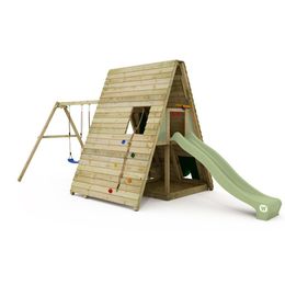 Tipi-Stelzenhaus Timber Peak mit Rutsche - Hochwertiger Spielturm f&uuml;r Kinder mit Plattform auf 120 cm H&ouml;he und 50 cm Ebene - Massivholz - Wickey