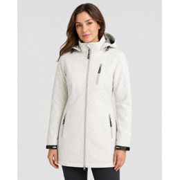 DEPROC Active Damen Softshelljacke "SHELBY LONG"sanftes wei&szlig;, Gr. 46, Softshell, 100% Polyester, Jacken, leichter Softshell Kurzmantel mit