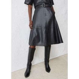 bonprix Lammnappa-Lederrock mit G&uuml;rtel (2-tlg.-Set), schwarz, Gr.48, eleganter Rock in A-Linie aus Lammnappa mit G&uuml;rtel, aus Nappaleder