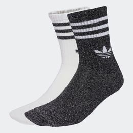 Damen Sportsocken "3S GLITTER CR 2", adidas originals, Gr. Lschwarz, wei&szlig;, Obermaterial: 48% Baumwolle, 36% Polyester, 7% metallisierte Fasern, 6%