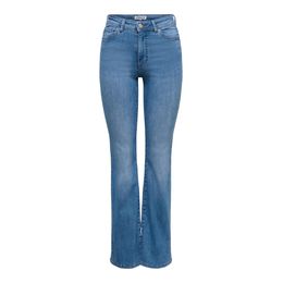 Only Damen Bootcut-Jeans "ONLWAUW HW FLARED DNM TAI475"schwarz medium blau denim, Gr. M, unifarben, Denim/Jeans, Obermaterial: 83% Baumwolle, 15%