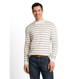 Tom Tailor Herren Strickpullover, wei&szlig;, Gr. XL, gestreift, Strick, Obermaterial: 100% Baumwolle, Pullover, mit Streifen