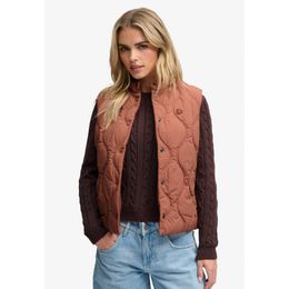 Superdry Damen Steppweste "ONION QUILT CRINKLE SNAP GILET"marron braun, Gr. XL, unifarben, Steppware, Obermaterial: 100% Nylon, Westen, aus Nylon,