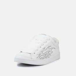 Buffalo Damen Sneaker "LIBERTY FLAME", Gr. 41sanftes wei&szlig;, Lederimitat, Schuhe, Freizeitsneaker, Halbschuh mit cooler Flammen-Applikation