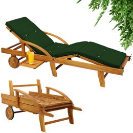 Casaria Gartenliege Tami Sun Akazie inkl Auflage Gr&uuml;n