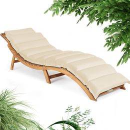 Casaria Faltbare Gartenliege Akazie FSC -zertifiziert inkl Auflage Creme