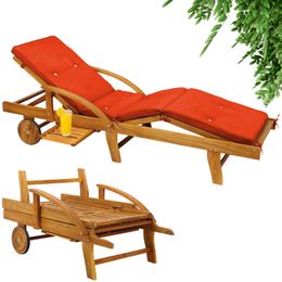 Casaria Gartenliege Tami Sun Akazie inkl Auflage Orange