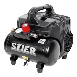 STIER Fl&uuml;sterkompressor 59 dB(A) , 105 l/min , 8 bar , 6 l , &ouml;lfrei (907222)