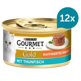 Gourmet Gold Raffiniertes Ragout mit Thunfisch Katzen-Nassfutter hoher Fleischanteil 12x85g