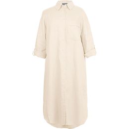WHITE LABEL Midi-Hemdblusenkleid aus Leinen Wei&szlig; (Gr&ouml;&szlig;e: 34)