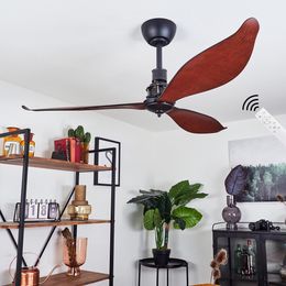 hofstein Torgnes Deckenventilator Braun, Holzoptik, Schwarz, Fernbedienung