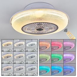 hofstein Riccione Deckenventilator LED Wei&szlig;, 1-flammig, Fernbedienung, Farbwechsler
