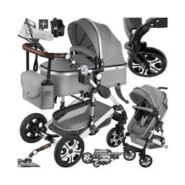 TecTake&reg; Kombi-Kinderwagen, 2 in 1, klappbar, mit 5-Punkt-Gurt, Bremse, Schutzb&uuml;gel und Handschlaufe, pulverbeschichteter Aluminiumrahmen, pflegeleichter Stoffbezug, f&uuml;r 0 bis 36 Monate geeignet, Belastbarkeit 15 kg