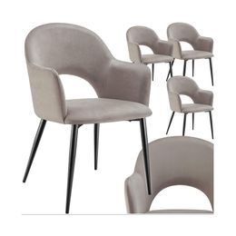 TecTake&reg; Armlehnstuhl, in Samtoptik, gepolstert, pulverbeschichtete Stahlbeine, 57 x 61,5 x 87,5 cm