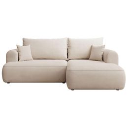 Selsey Eckschlafsofa, Creme, Kunststoff, 4-Sitzer, Ottomane rechts,L-Form, 238x156 cm, Wohnzimmer, Sofas & Couches, Wohnlandschaften, Ecksofas