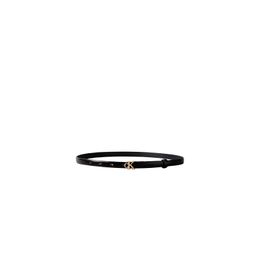 Calvin Klein Damen Lederg&uuml;rtel "ROUND CK BUCKLE 15MM BELT SMOOTH"ck schwarz, antique light gold, Gr. 110, Web, Rindsleder, G&uuml;rtel, Gr&ouml;&szlig;enverstellbar