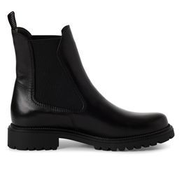 Tamaris Damen Klassische Chelsea-Stiefeletten aus schwarzem Leder
