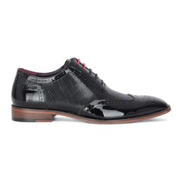 Justin Reess Herren-Brogue-Schuhe aus schwarzem Lackleder &ndash; Flynn