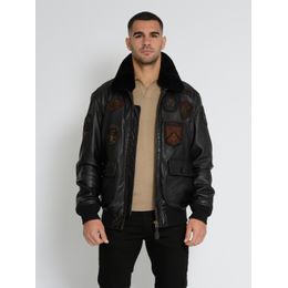 Top Gun Lederjacke TG2023004 mit Lammfellkragen