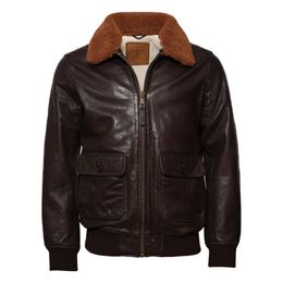 Top Gun Lederjacke TG2023002 mit Lammfellkragen
