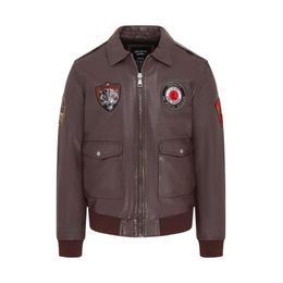 Braune Bomberjacke aus Leder f&uuml;r Herren G-1 mit Fliegerkragen &ndash; Maverick