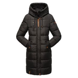 Marikoo Damen Winterjacke &ndash; Lange Steppjacke mit Kapuze & vielen Taschen