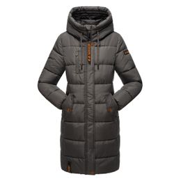 Marikoo Damen Winterjacke &ndash; Lange Steppjacke mit Kapuze & vielen Taschen