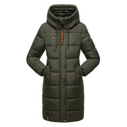 Marikoo Damen Winterjacke &ndash; Lange Steppjacke mit Kapuze & vielen Taschen