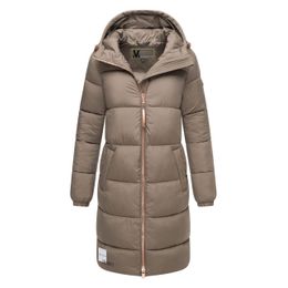 Marikoo lange Damen Steppjacke mit Kapuze & Kragen &ndash; Modell Nomadiaa