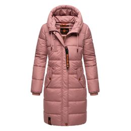 Marikoo Damen Winterjacke &ndash; Lange Steppjacke mit Kapuze & vielen Taschen