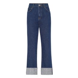Philipp Plein Denim Trousers Loose Fit Cufffed Monogram