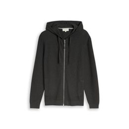 Tom Tailor Herren Strickjacke mit Kapuze, grau, Meliert, Gr. XXL