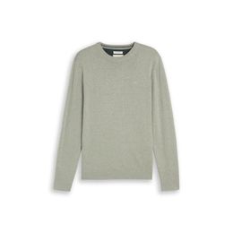Tom Tailor Herren Basic Strickpullover aus Baumwolle, gr&uuml;n, Meliert, Gr. XXL