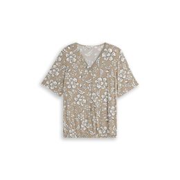 Tom Tailor Damen Plus Size - Bluse aus Viskose, rosa, Gebl&uuml;mt, Gr. 46