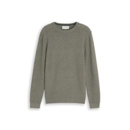 Tom Tailor Herren Strickpullover aus Baumwolle, gr&uuml;n, Meliert, Gr. XXL