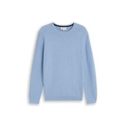 Tom Tailor Herren Strickpullover aus Baumwolle, blau, Meliert, Gr. XXL