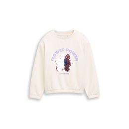 Tom Tailor M&auml;dchen Cropped Sweatshirt mit Wendepailletten, braun, Uni, Gr. 92/98