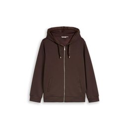 Tom Tailor Damen Plus Size - Hoodie Sweatjacke aus Scuba, braun, Uni, Gr. 46