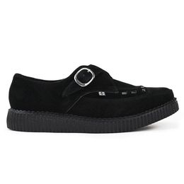 T.U.K. TUK Pointed Creeper Plateau-Schuhe aus schwarzem Wildleder mit Monk-Schnalle - A8139
