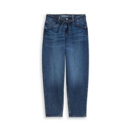 Tom Tailor Denim Damen TTADEA BARREL Jeans mit G&uuml;rtel, blau, Uni, Gr. XL